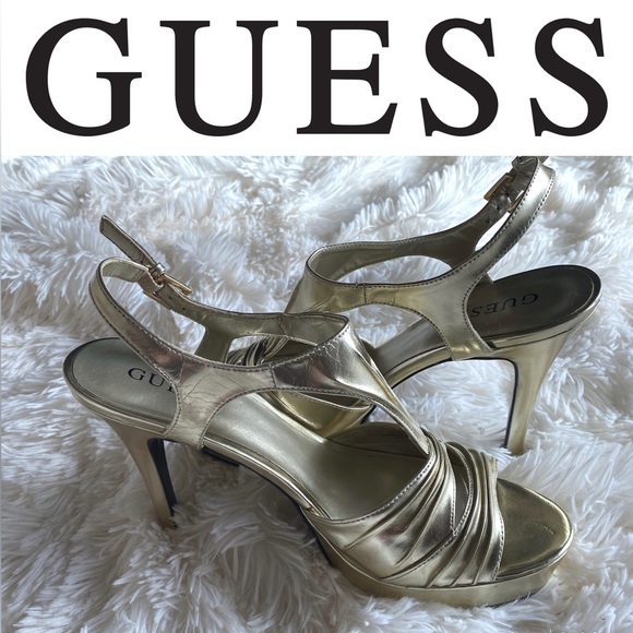 Guess | Shoes | Guess Platform Stiletto Heels In Gold Metallic Sz 9 ...